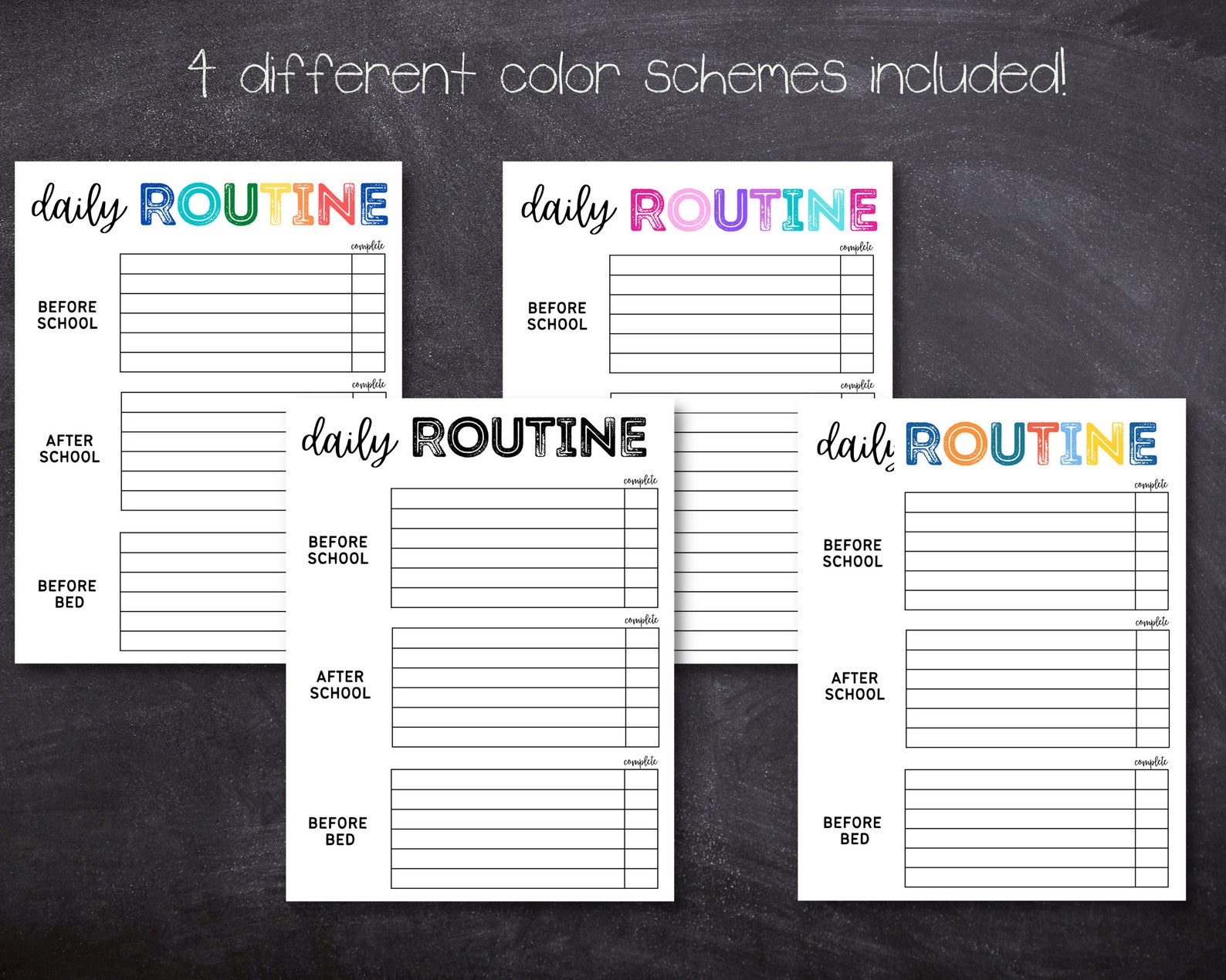 Printable Editable Daily Routine for Kids Chore Chart for - Etsy