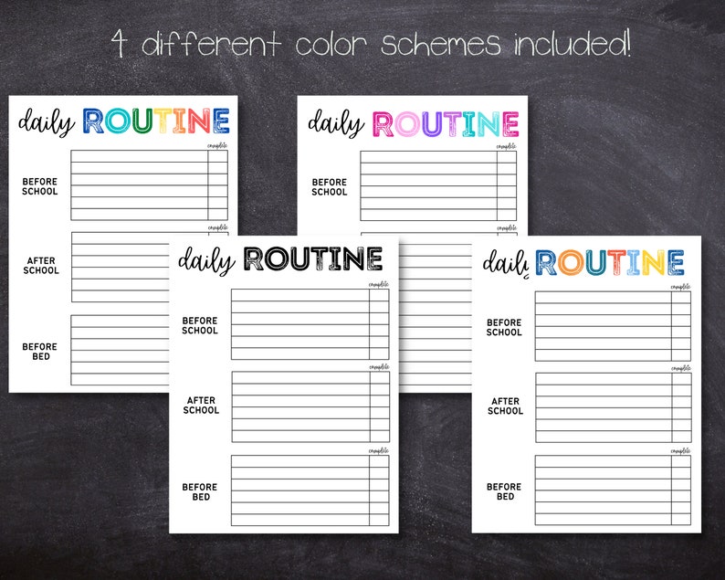 Printable Editable Daily Routine for Kids Chore Chart for - Etsy