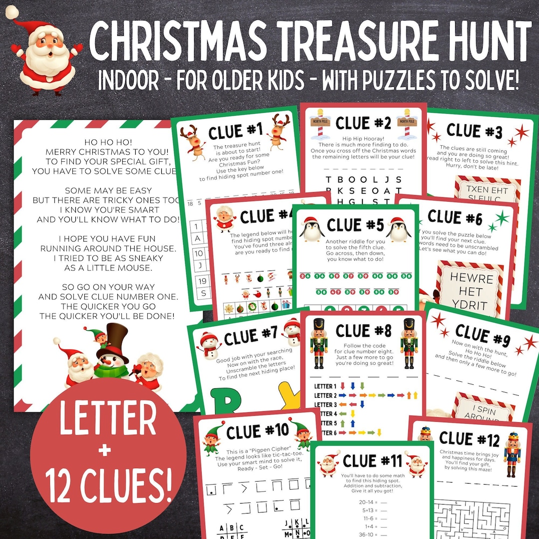 Christmas Treasure Hunt for Older Kids Santa Treasure Hunt Santa Gift ...