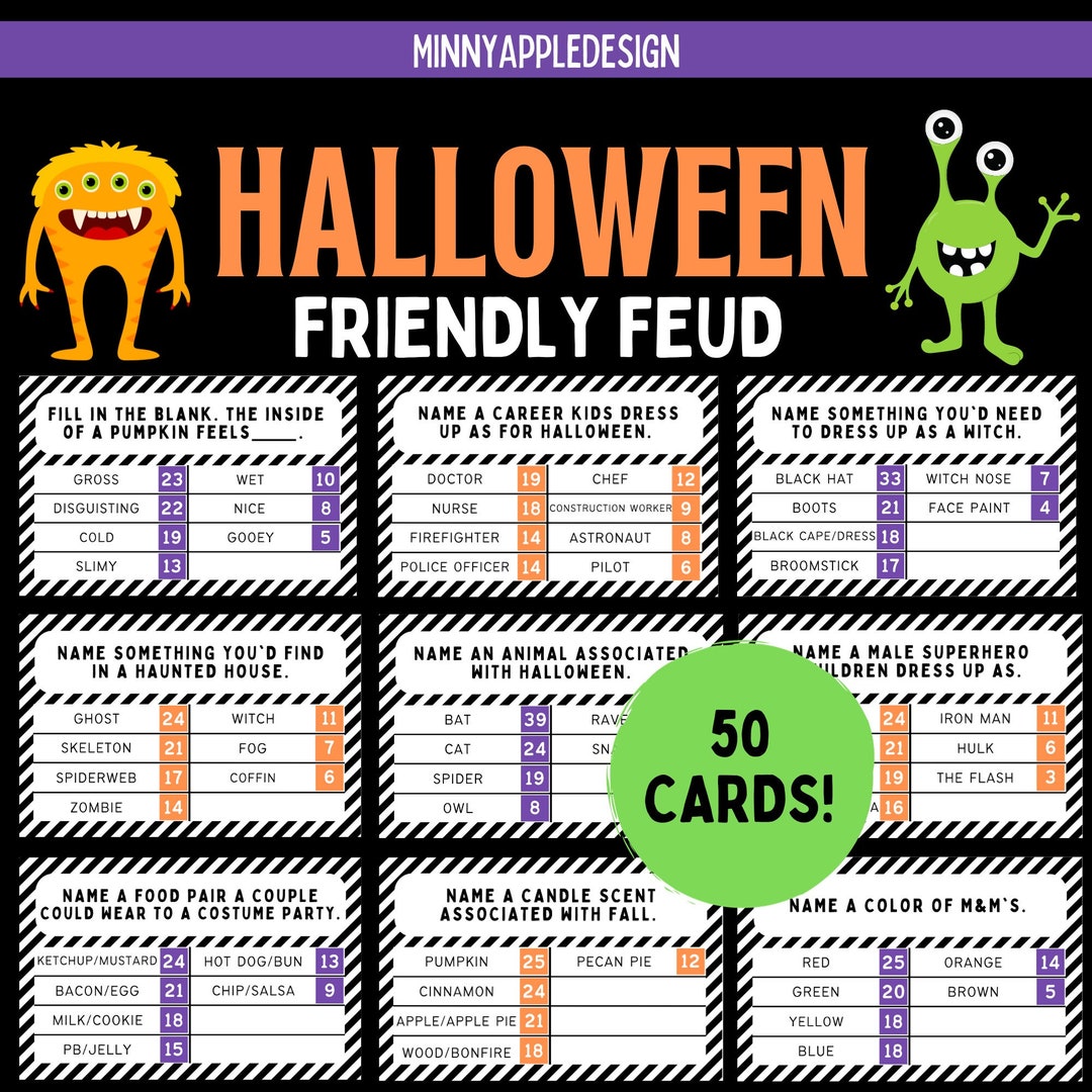 Halloween Friendly Feud Game Printable Halloween Game Halloween Party ...