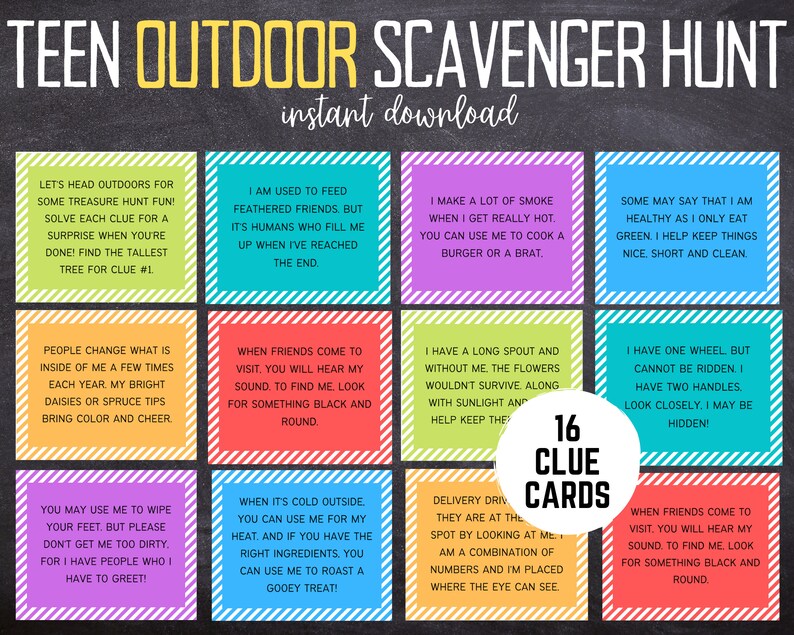 Outdoor Scavenger Hunt for Kids Teen and Tween Scavenger - Etsy