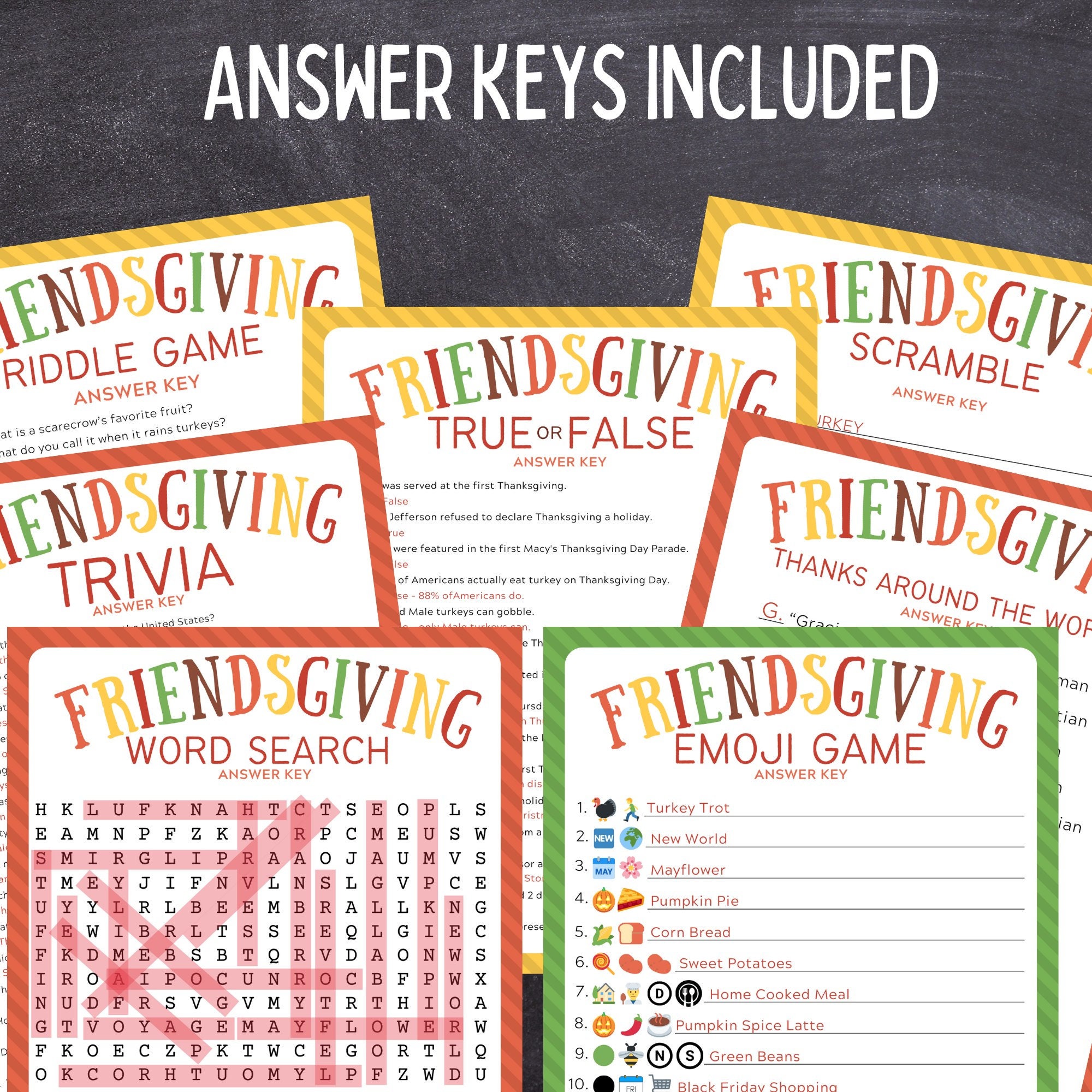 Friendsgiving Printable Games | Friendsgiving Games Bundle ...