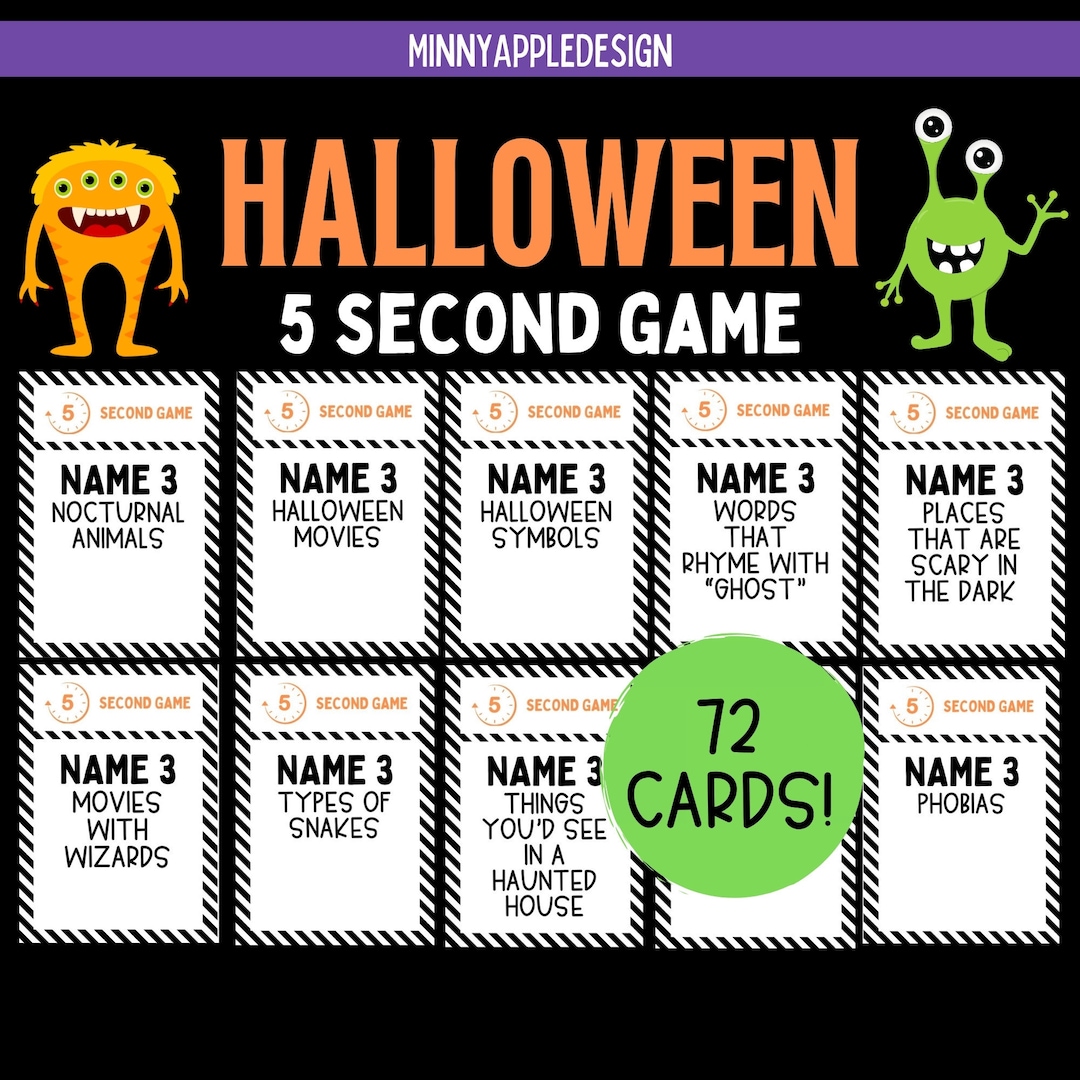 Halloween 5 Second Game | Printable Halloween Game | Halloween Party ...