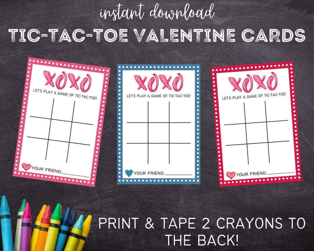 Tic Tac Toe Valentines Card | Non Candy Valentines Cards | Printable ...
