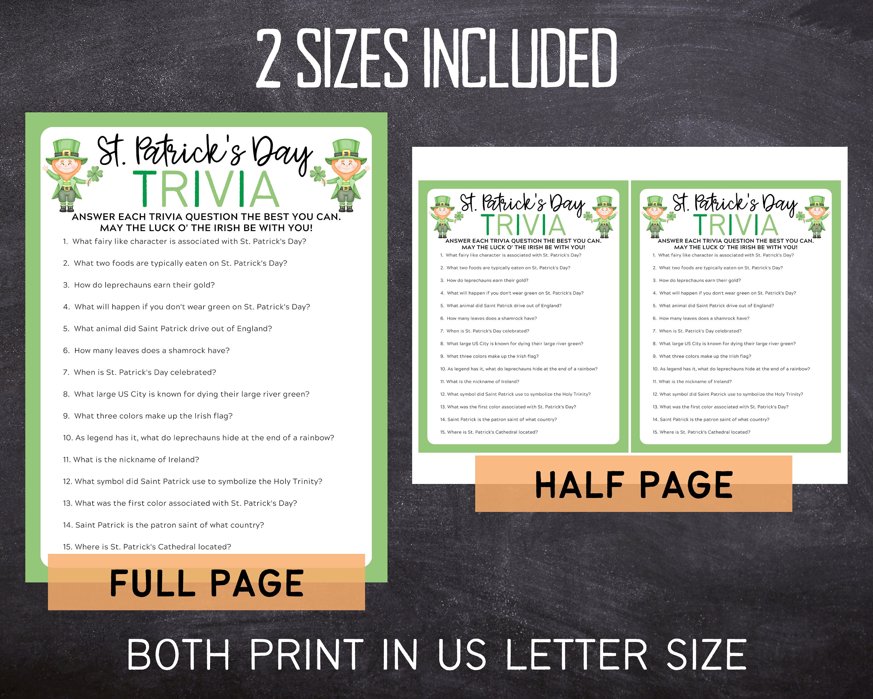 St Patricks Trivia Game | St Patricks Printable Game | St Patricks Day ...