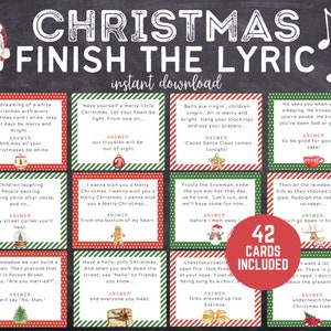 Christmas Carol Finish the Lyric Game Printable Christmas - Etsy