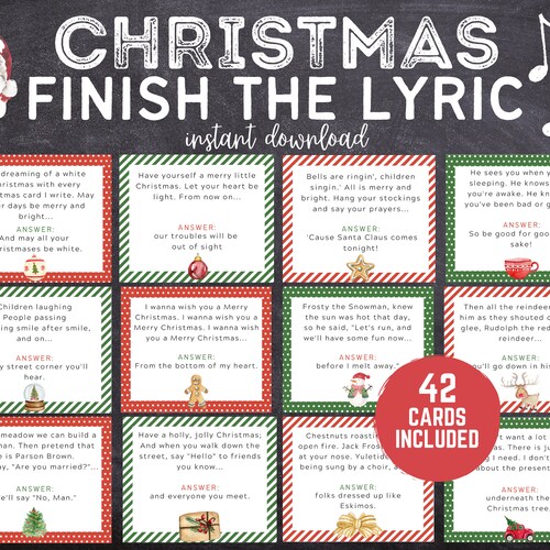 Christmas Carol Finish the Lyric Game Printable Christmas - Etsy