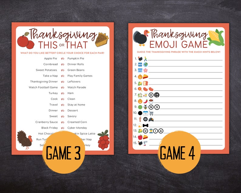Thanksgiving Printable Games Thanksgiving Games Bundle - Etsy