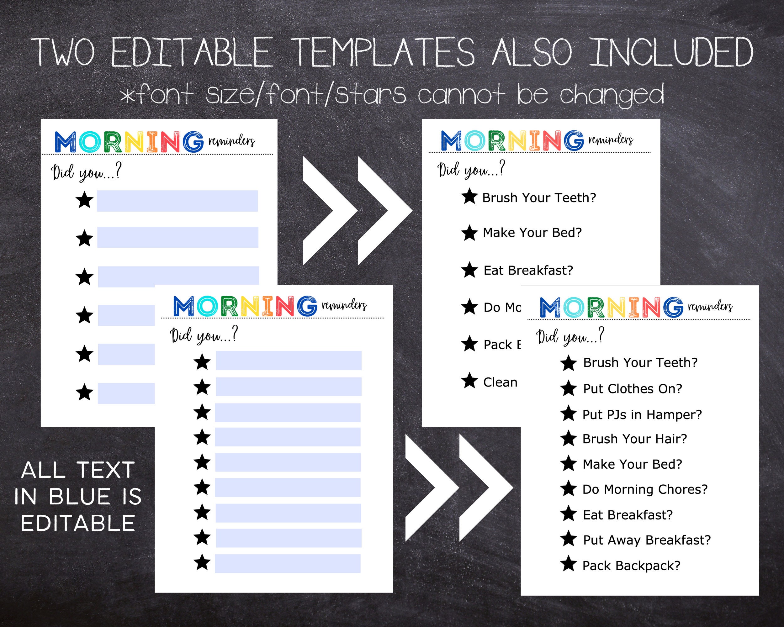 Printable Morning Routine Chart Morning Reminders | Etsy
