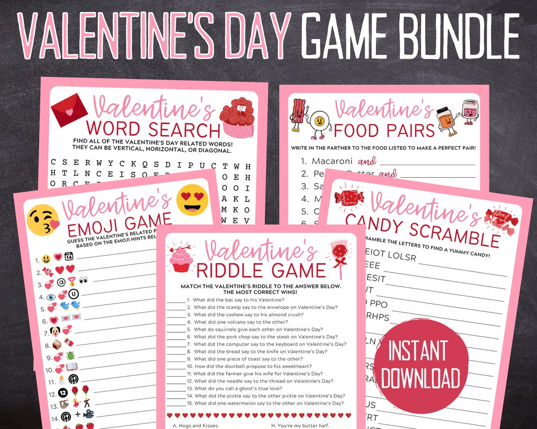 Valentines Day Printable Games Valentines Games Bundle - Etsy
