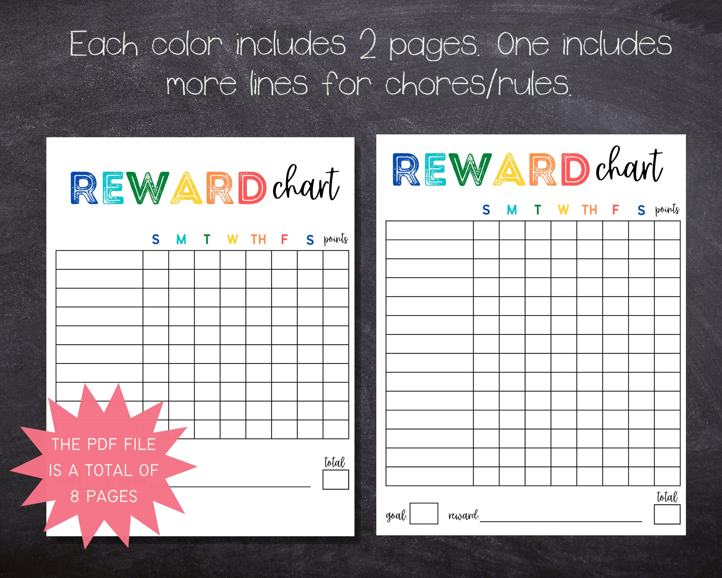 Printable Editable Weekly Kids Chore and Reward Chart | Instant ...