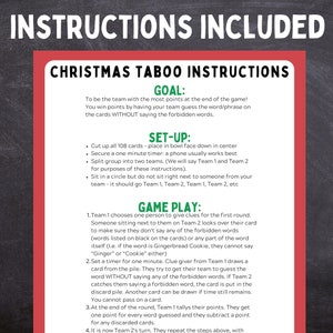 Christmas Taboo Game | Printable Christmas Game | Christmas Party Game ...