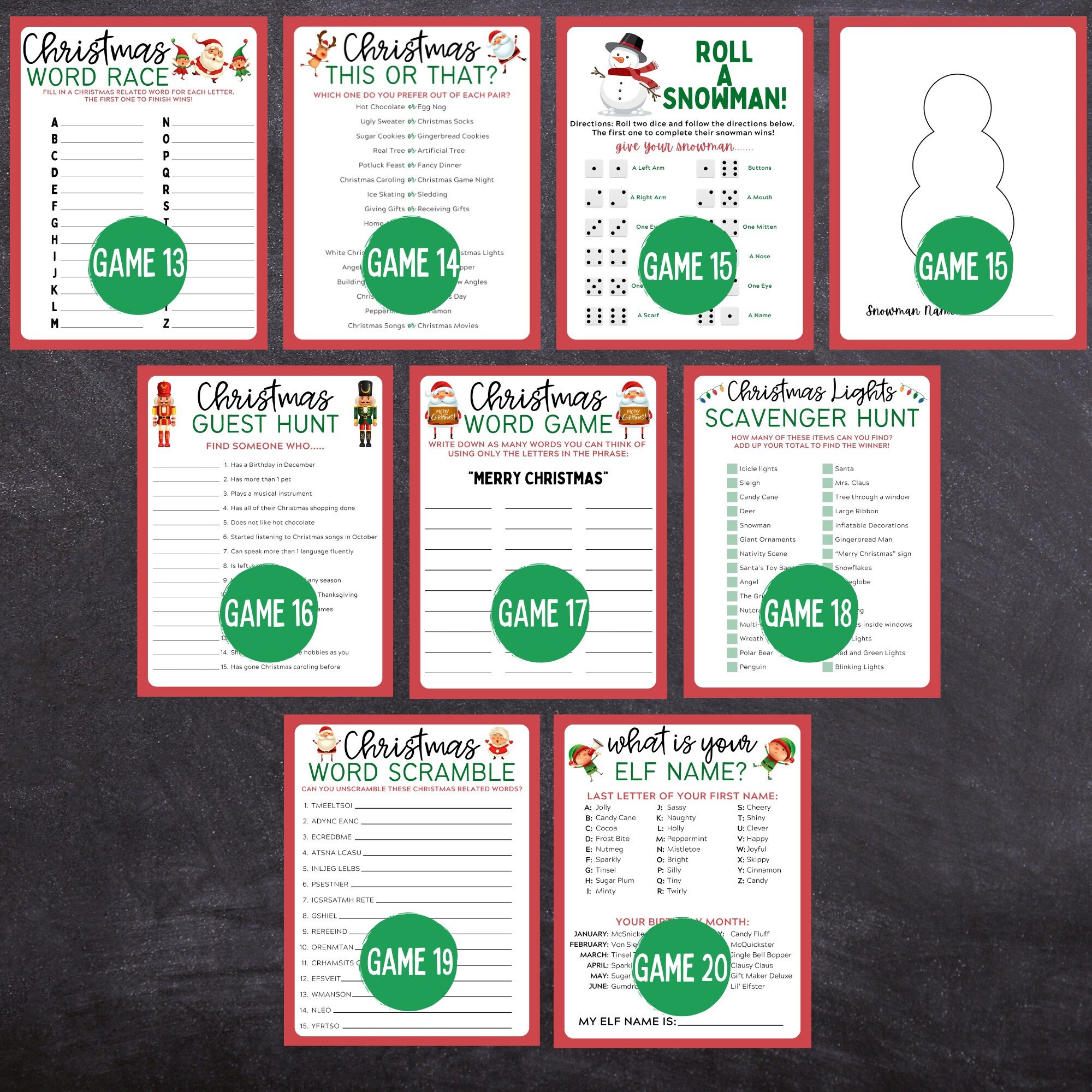 Printable Christmas Game Bundle | Christmas Party Games | Christmas ...