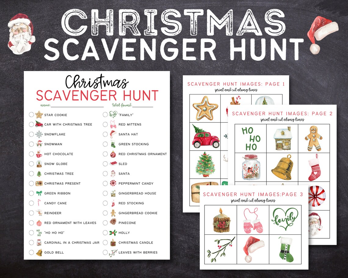 Christmas Picture Scavenger Hunt for Kids | Christmas Party Game ...