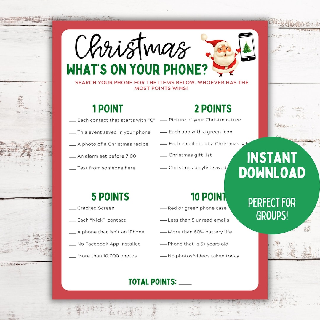 Christmas Whats on Your Phone Game | Christmas Party Game | Christmas ...