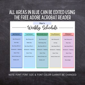 Printable Editable Weekly Schedule | Simple Kids School and Activity ...