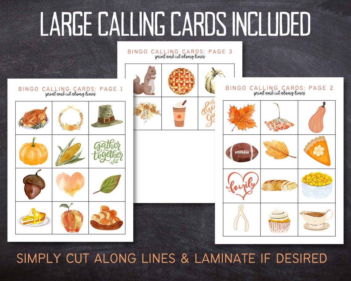 Thanksgiving BINGO Game for Kids and Adults Thanksgiving - Etsy