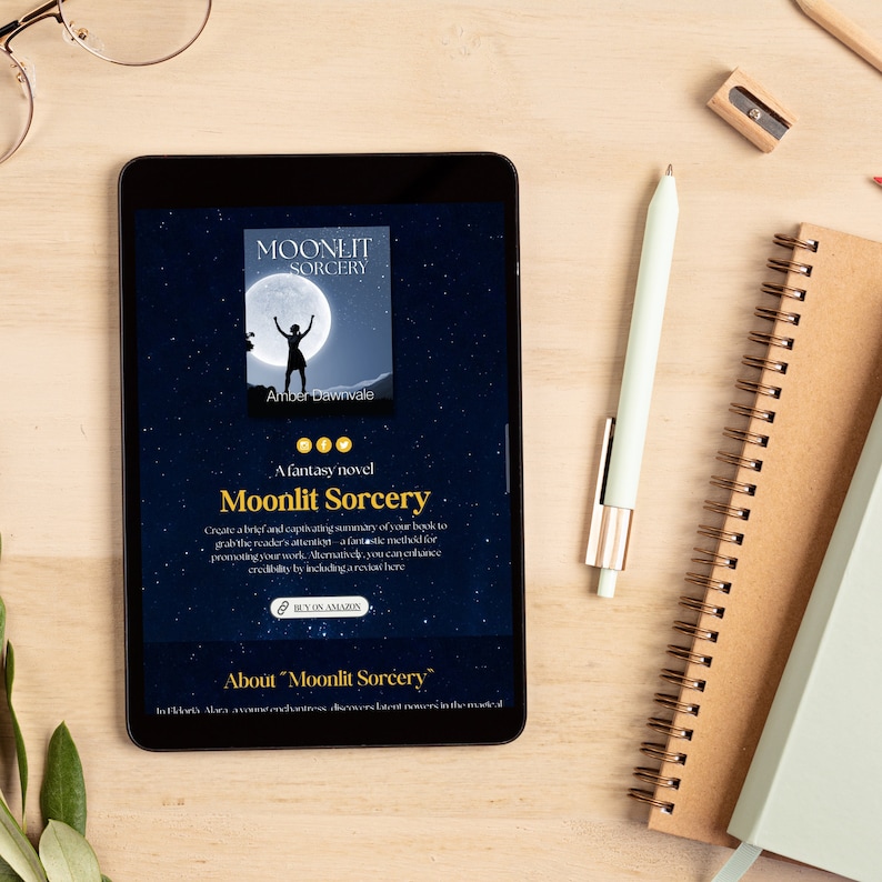 Fantasy Author Website Template, Canva Template for Fantasy Writers ...