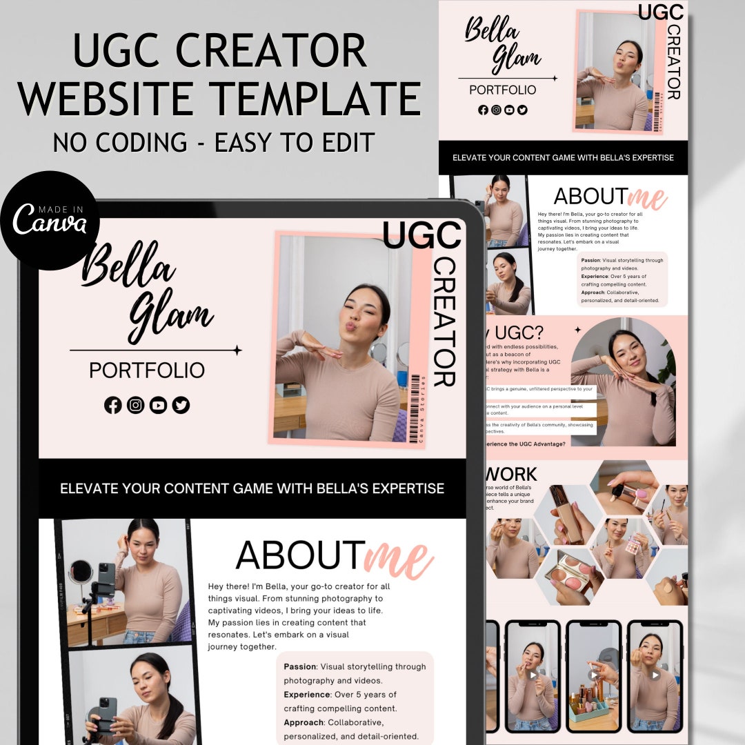 UGC Portfolio Template, UGC Creator Canva Template, UGC Media Kit ...