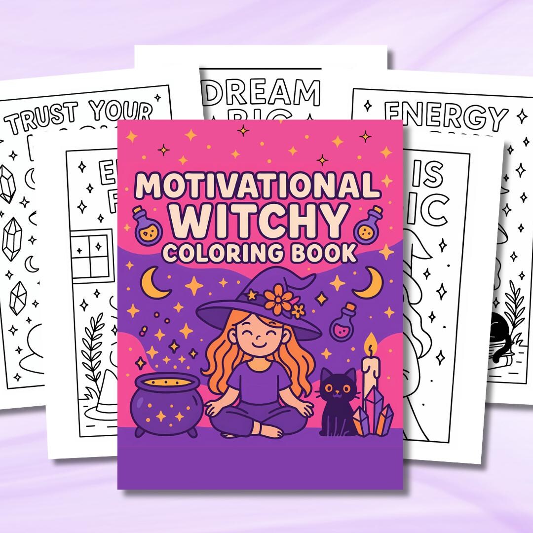 Motivational Witchy Coloring Book Printable PDF, 25 Witch Quotes ...