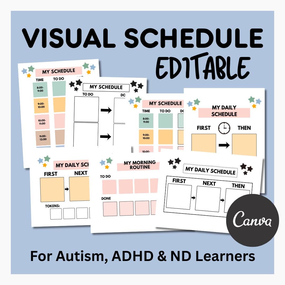 Visual Schedule Printable | Autism ADHD Classroom | Editable First Then ...