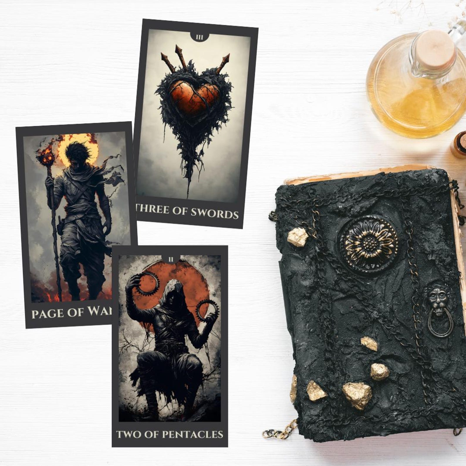 Printable Tarot Deck Post-apocalyptic Theme Gothic Linework Style Cards ...