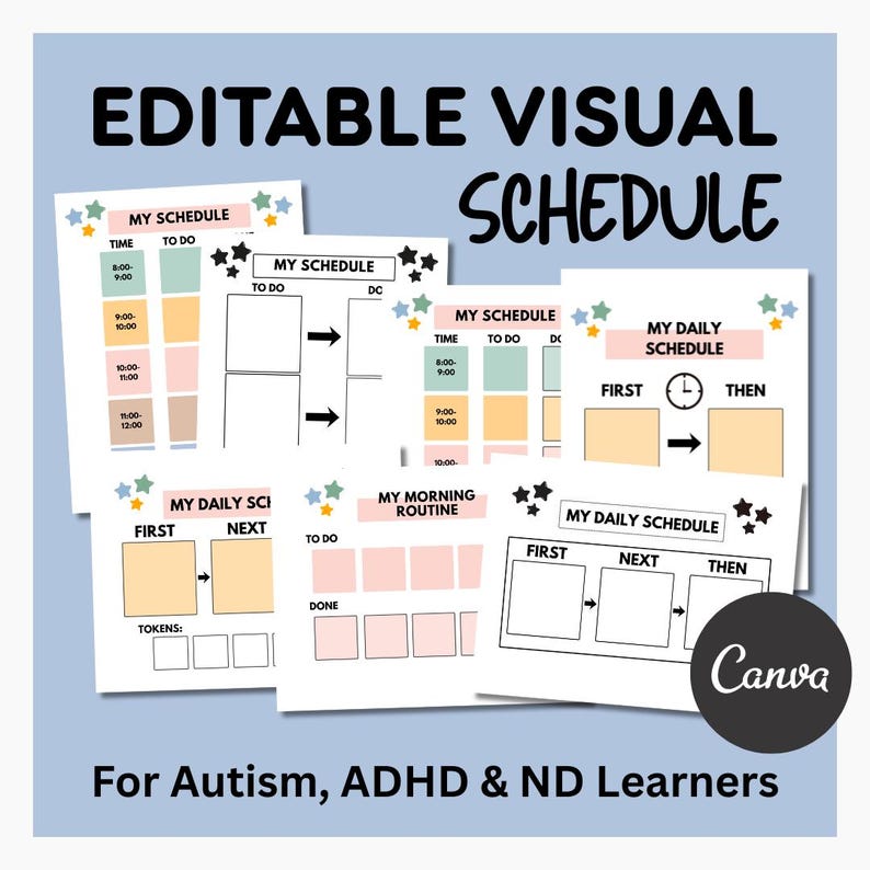 Editable Visual Schedule Templates for Kids, Autism, ADHD and ...