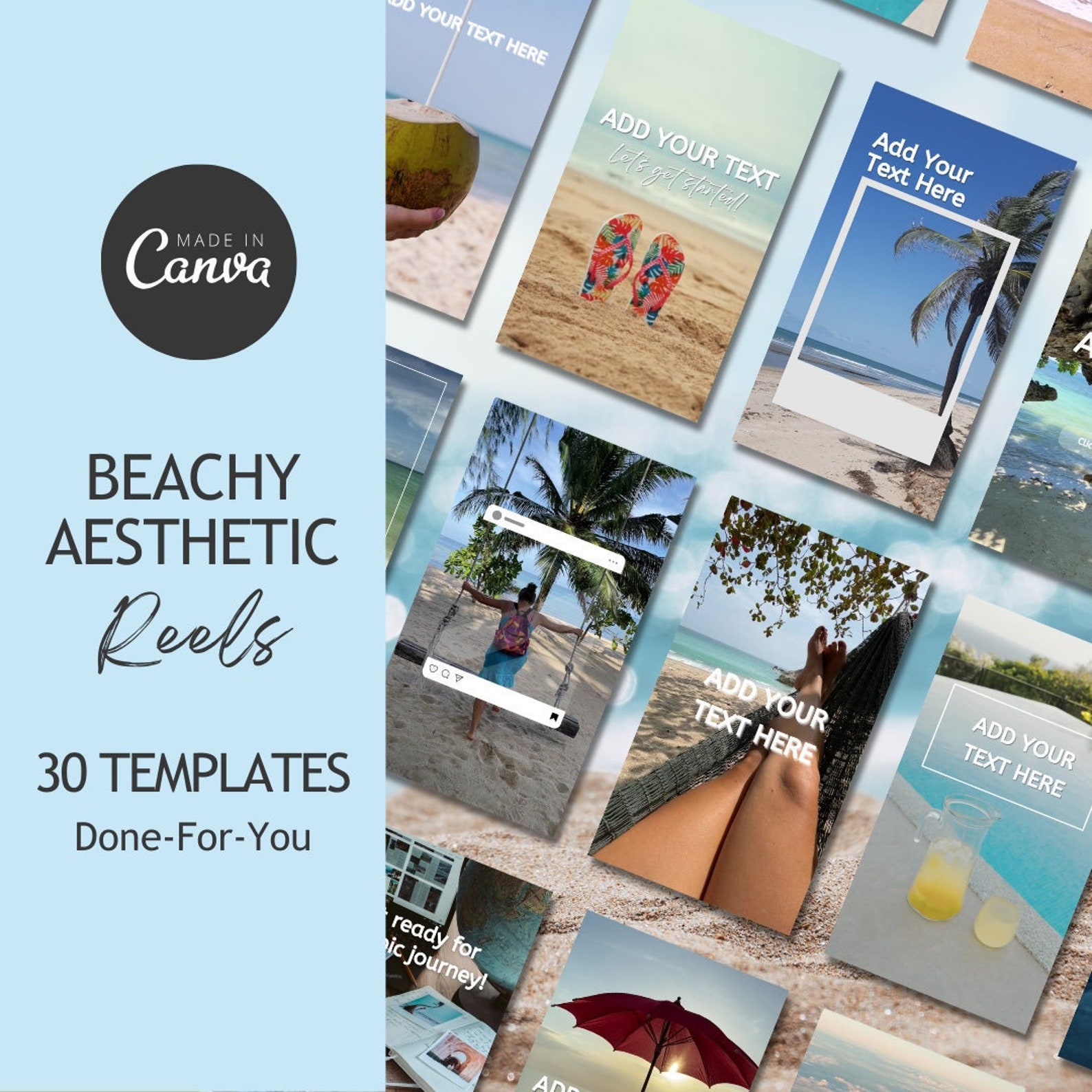 Beach Aesthetic Reel Templates 30 | Summer Instagram Reels Canva ...