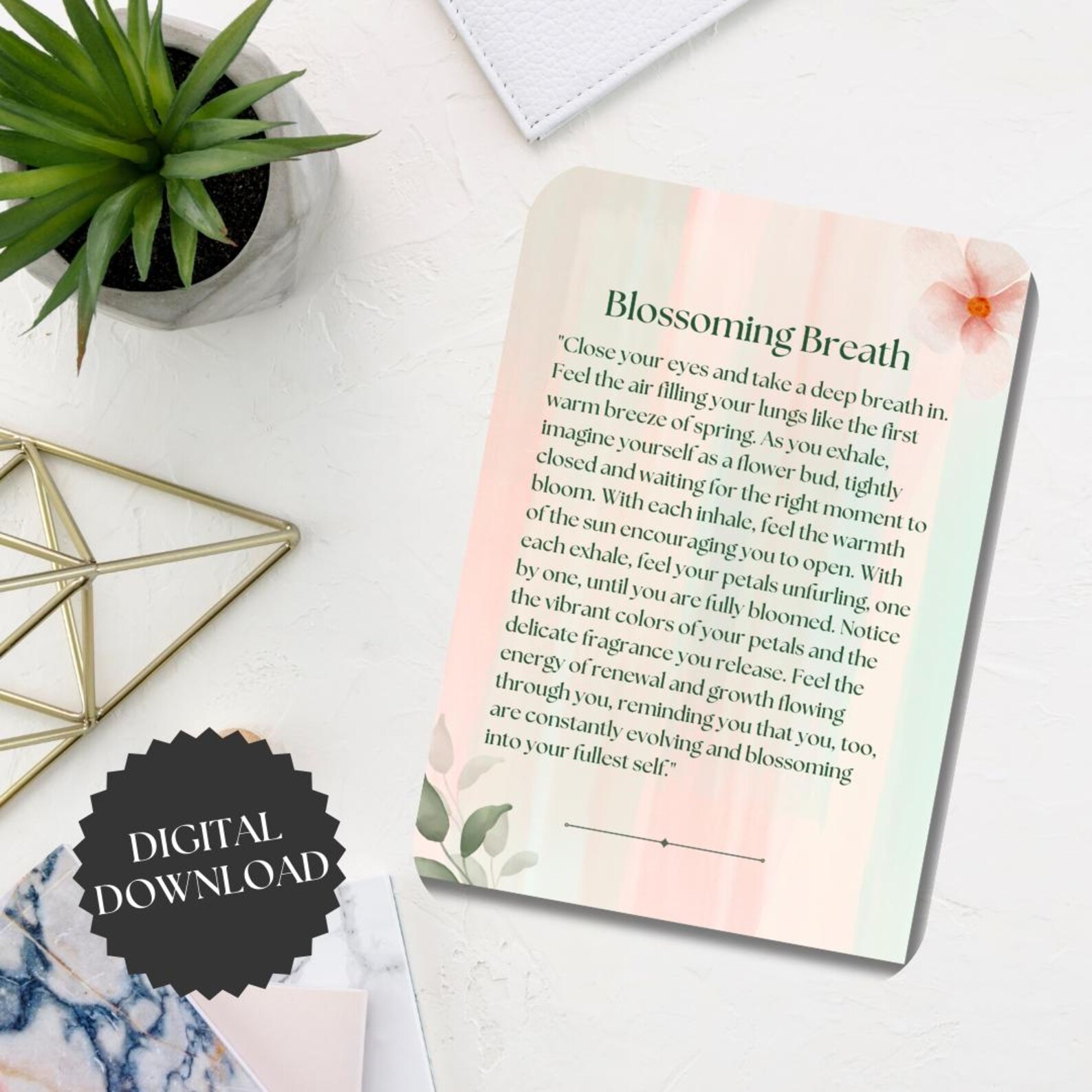Guided Meditation Cards for Springtime Printable Mindfulness Cards for ...