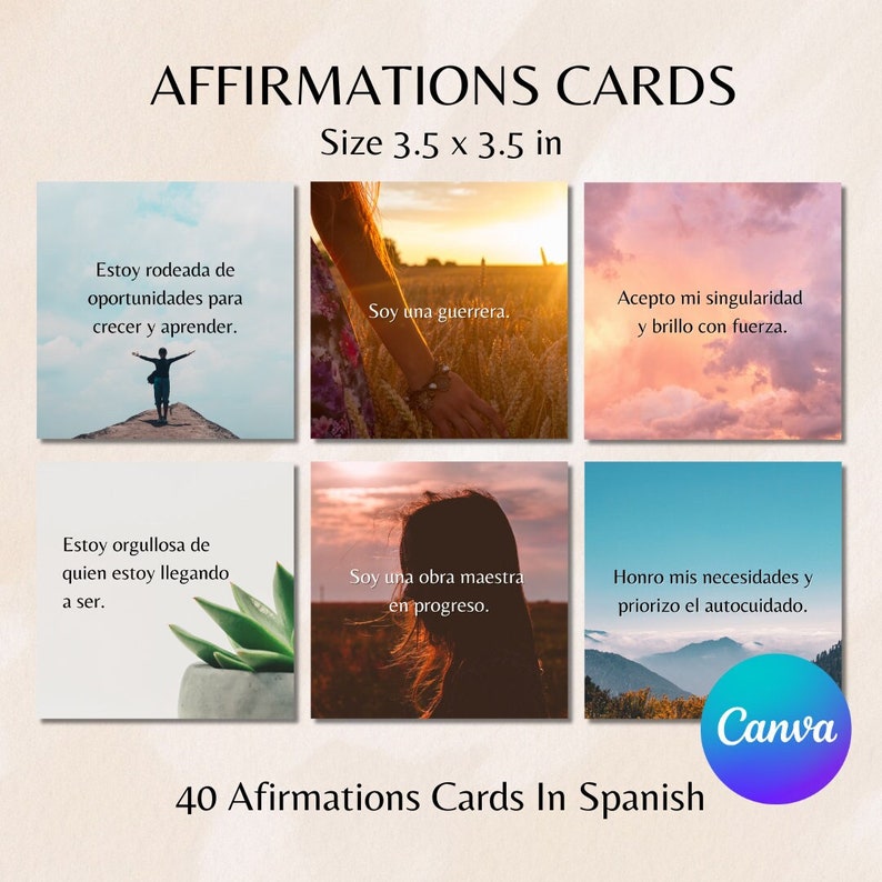 Spanish Affirmation Printable Cards for Women, Daily Self Care ...