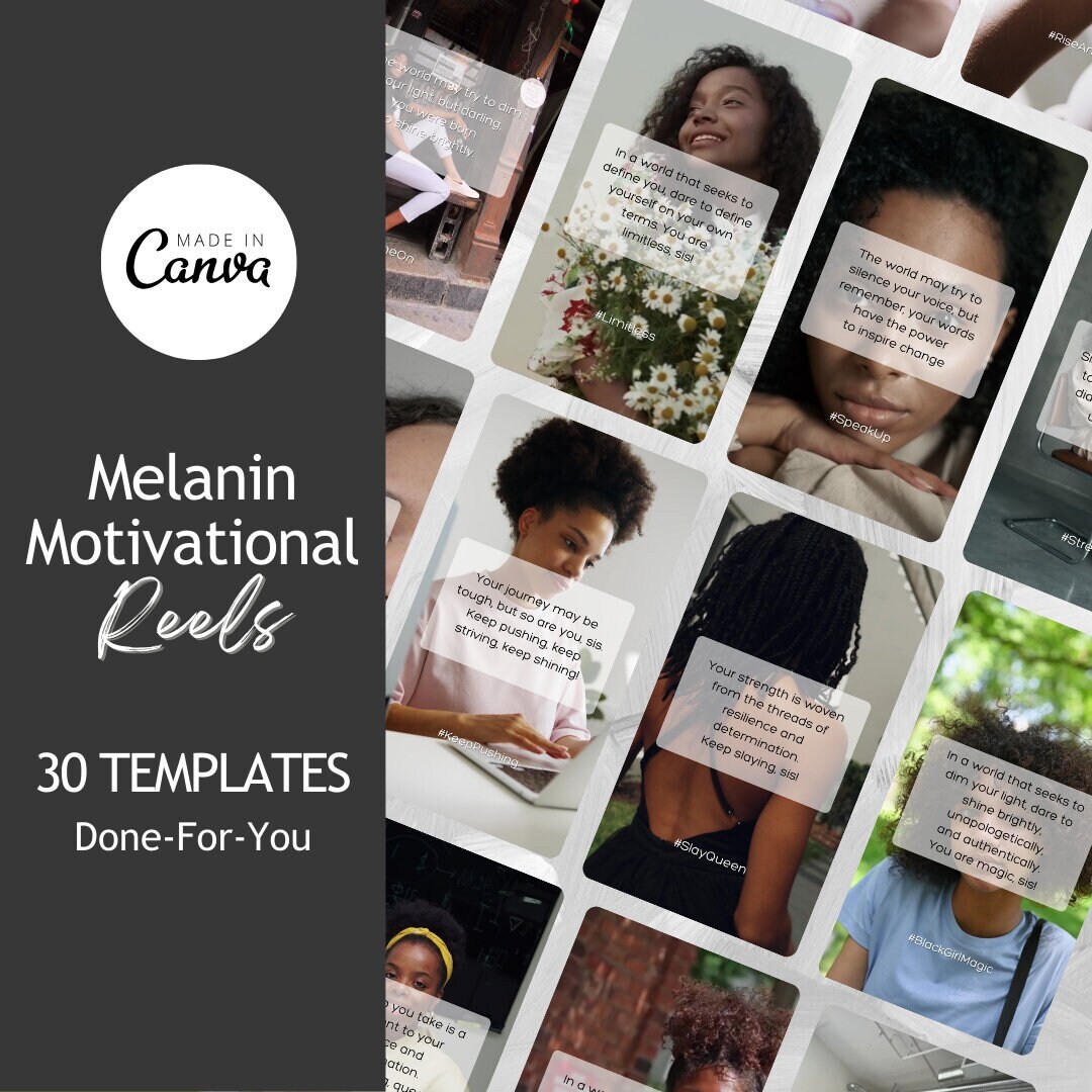 Melanin Motivational Reels Template, Editable in Canva, Done for You ...
