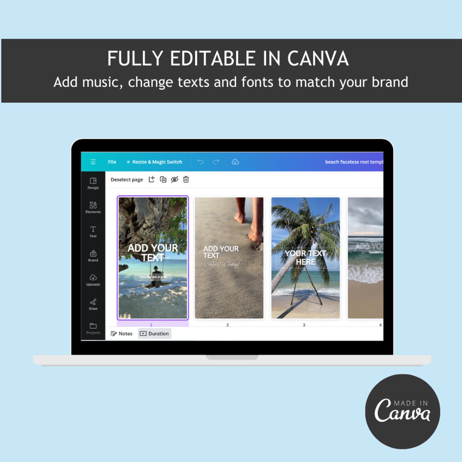 Beach Aesthetic Reel Templates, Faceless Templates, Social Media, Done ...