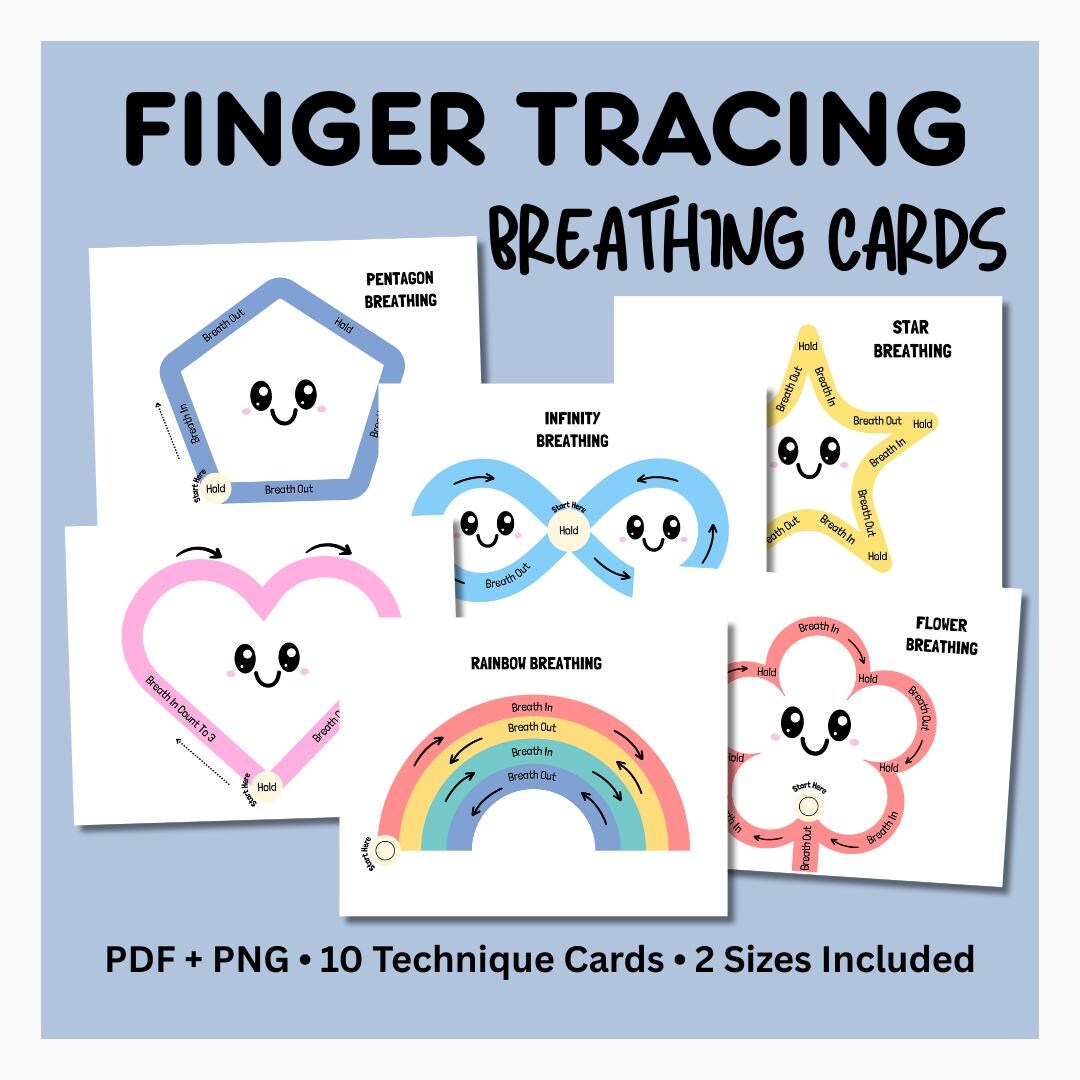 Mindfulness Finger Tracing Breathing Cards for Kids, Calm Corner Tools ...