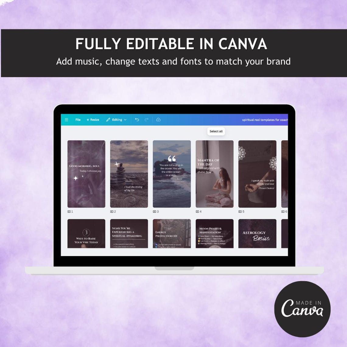 Spiritual Reel Templates for Coaches Editable in Canva Videos for ...