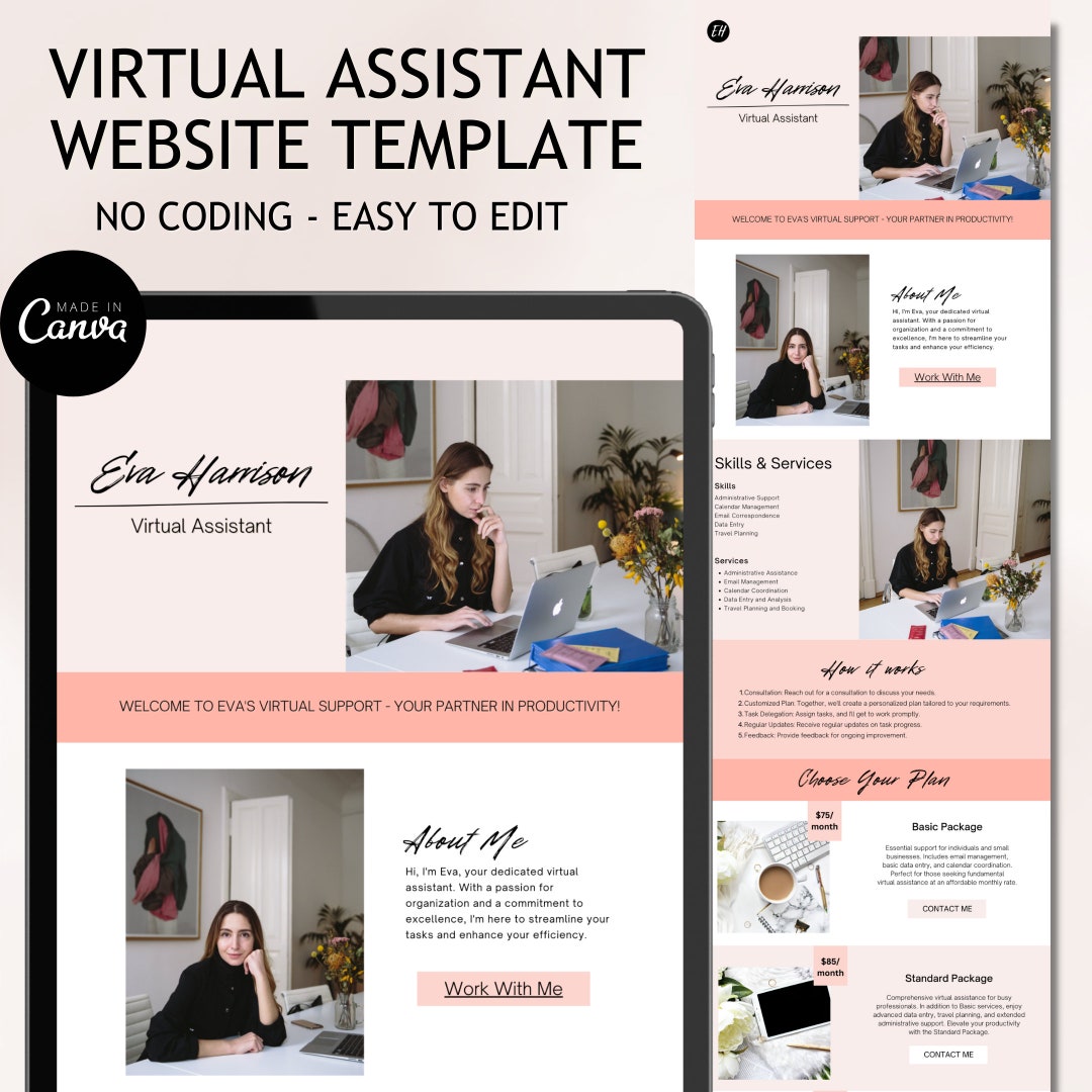 Virtual Assistant Website Template, Done for You Website Template ...