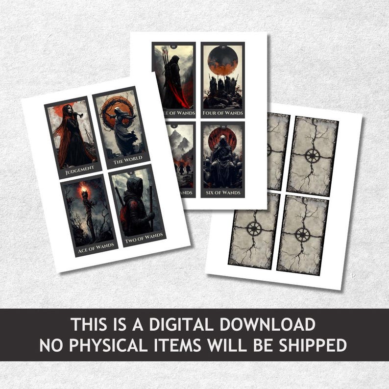 Gothic Tarot Deck 78 Cards Printable | Dark Tarot Cards Digital ...