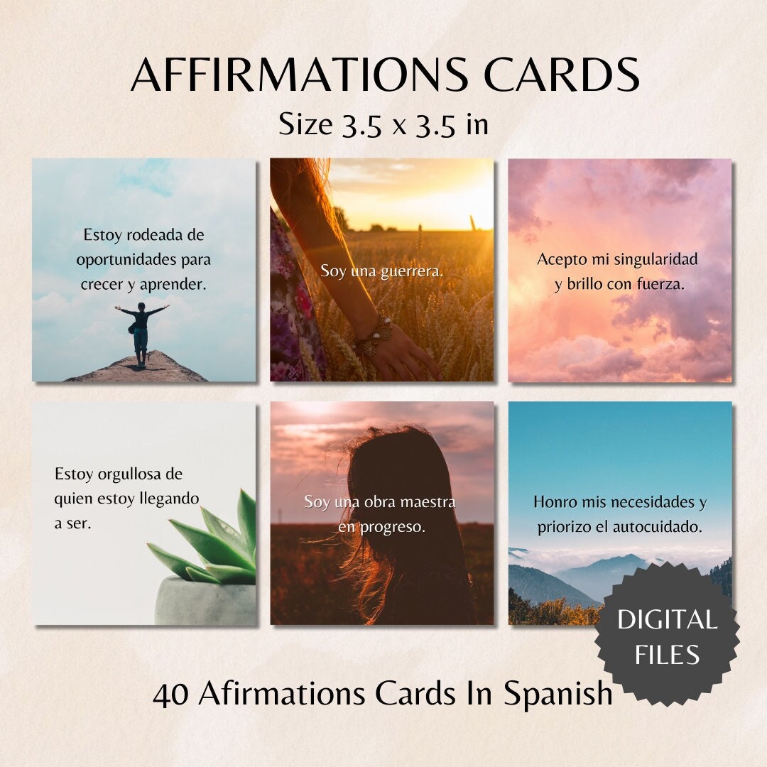 Spanish Affirmation Printable Cards for Women, Daily Self Care ...