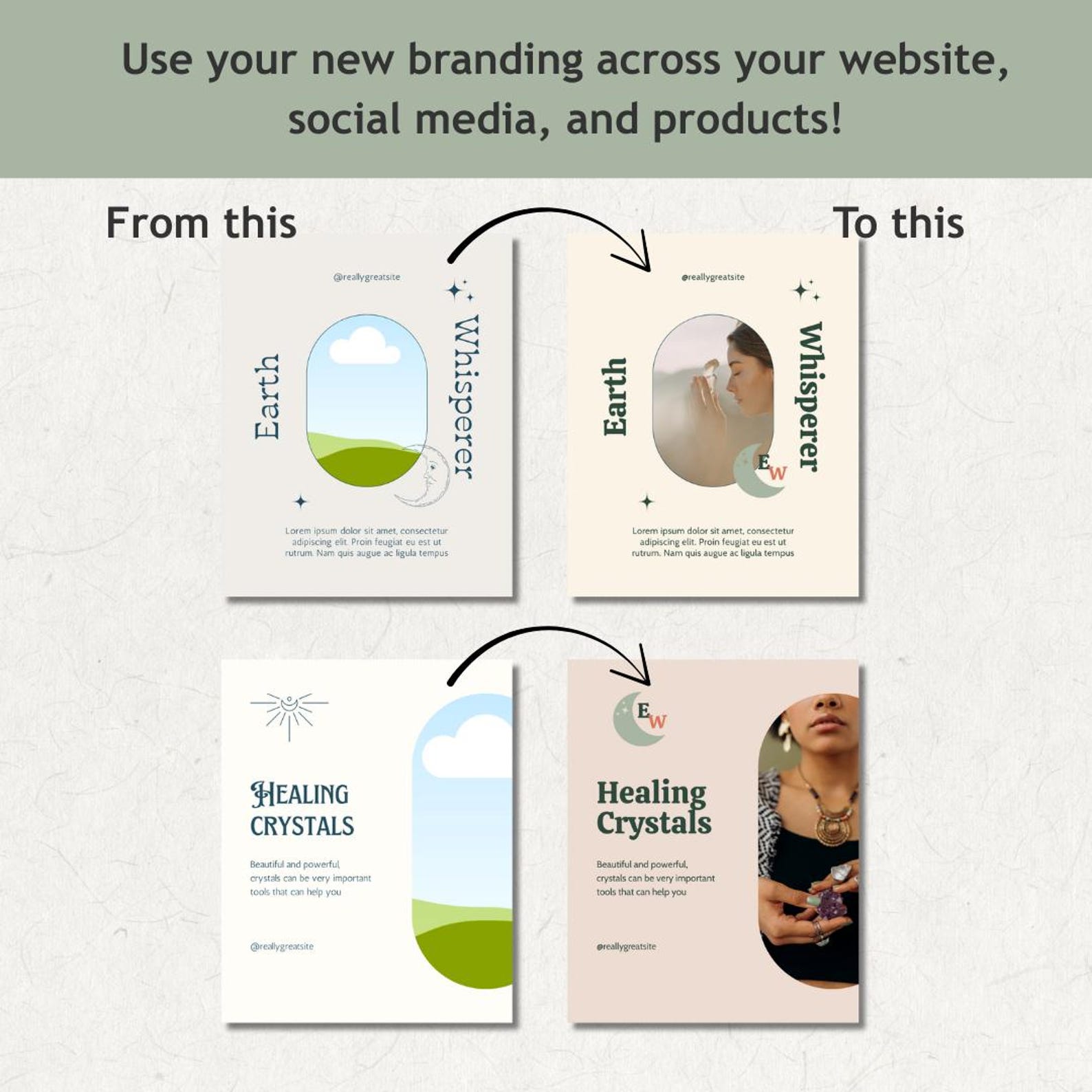 Holistic Branding Kit Aesthetic Premade Canva Editable Logo Template ...