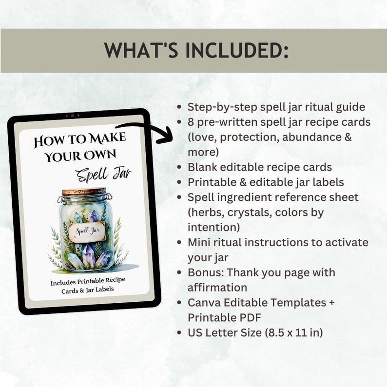 Spell Jar Kit PLR, How to Make a Spell Jar, Editable Recipe Cards ...