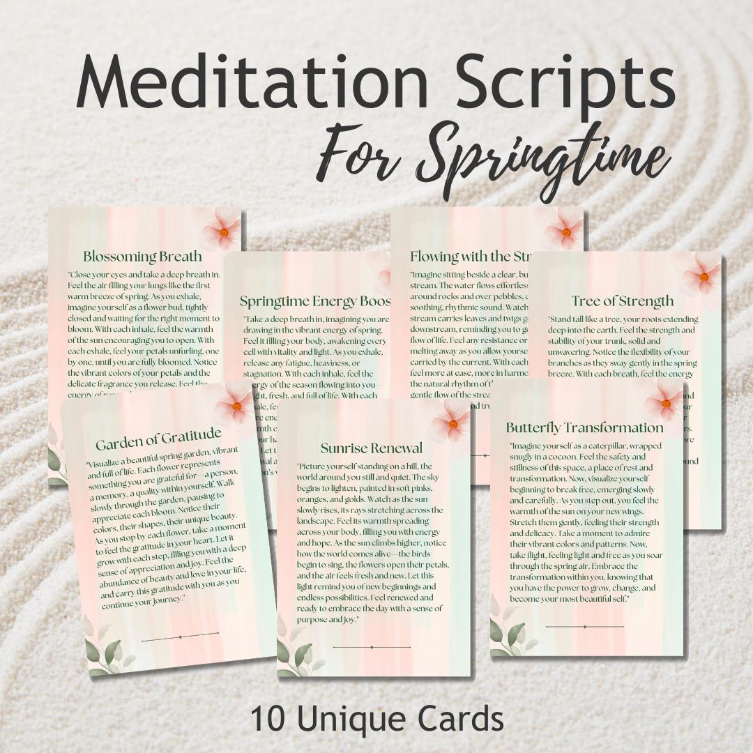 Guided Meditation Cards for Springtime Printable Mindfulness Cards for ...