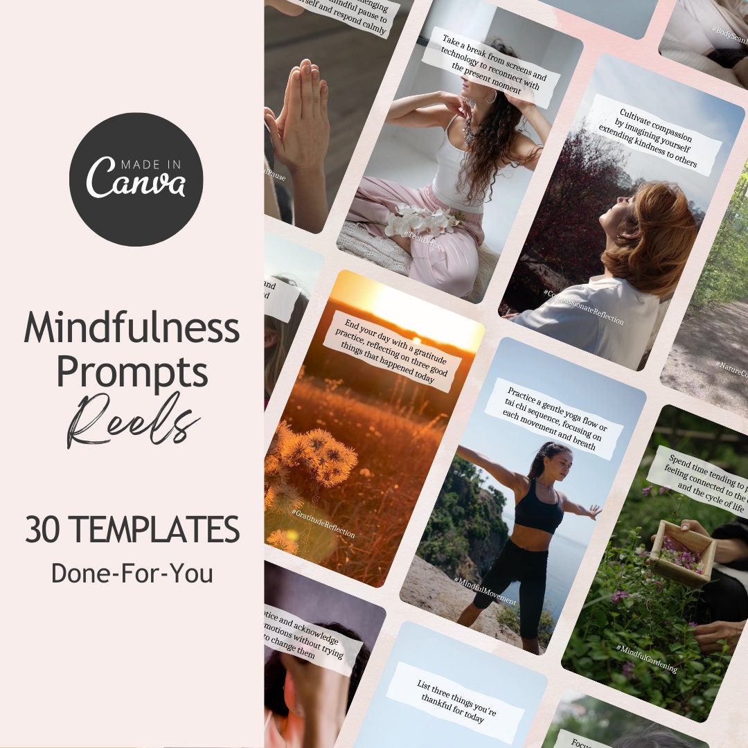 Mindfulness Prompts Reel Templates, Motivational Video, Social Media ...