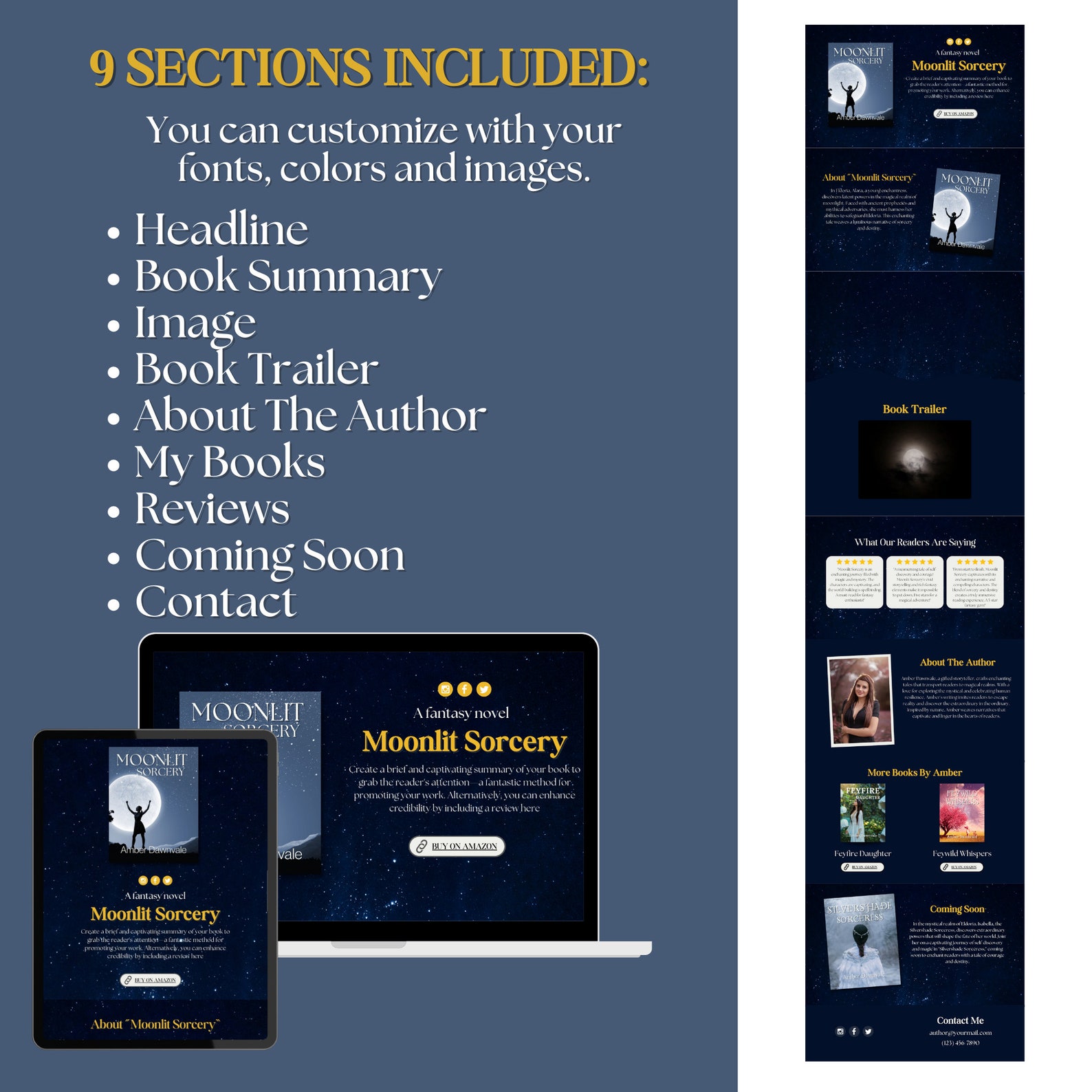 Fantasy Author Website Template, Canva Template for Fantasy Writers ...