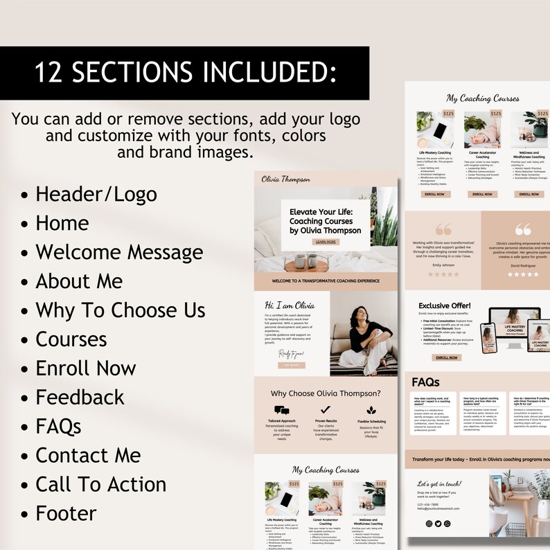 Coaching Canva Website Template, Course Creator Sales Page, Coach ...