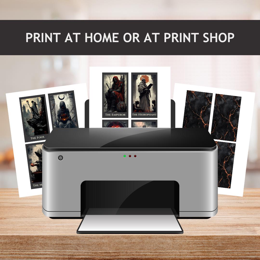 Printable Tarot Deck Post-apocalyptic Theme Gothic Linework Style Cards ...