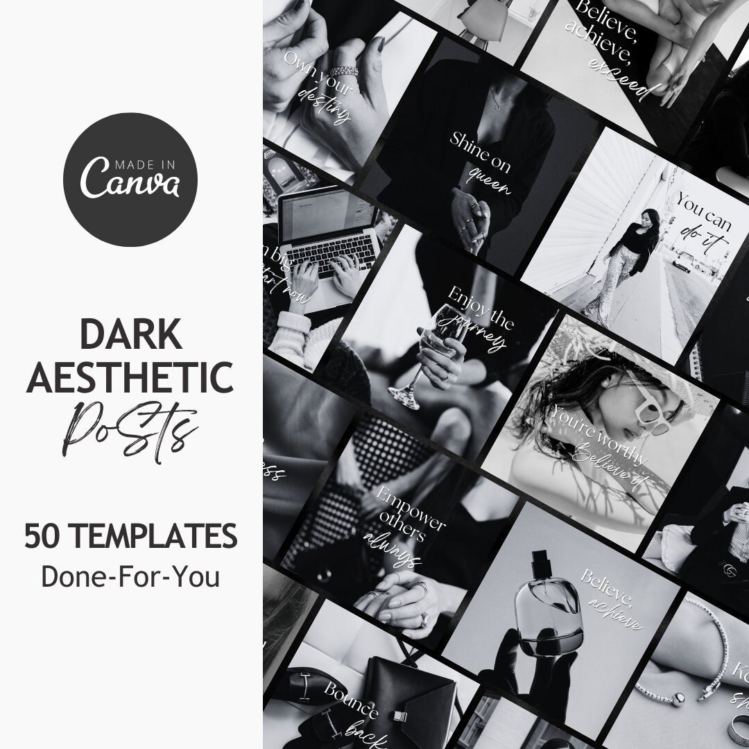 Dark Aesthetic Instagram Templates, Square Posts, Story, With MRR and ...