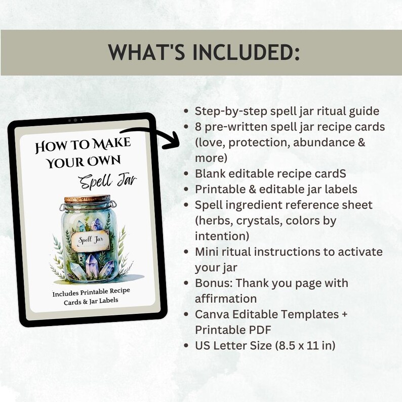 Spell Jar Kit PLR, How to Make a Spell Jar, Editable Recipe Cards ...