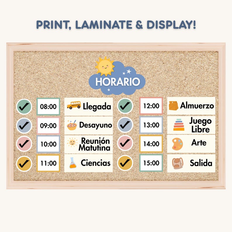 Spanish Visual Schedule Editable Canva | Bilingual Daily Routine Cards ...