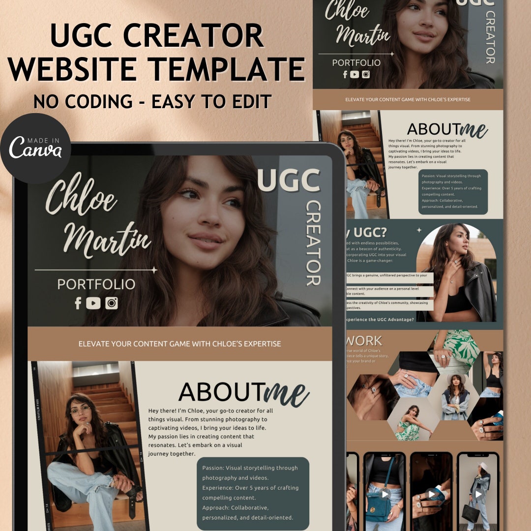 UGC Portfolio Template, UGC Creator Canva Template, UGC Media Kit ...