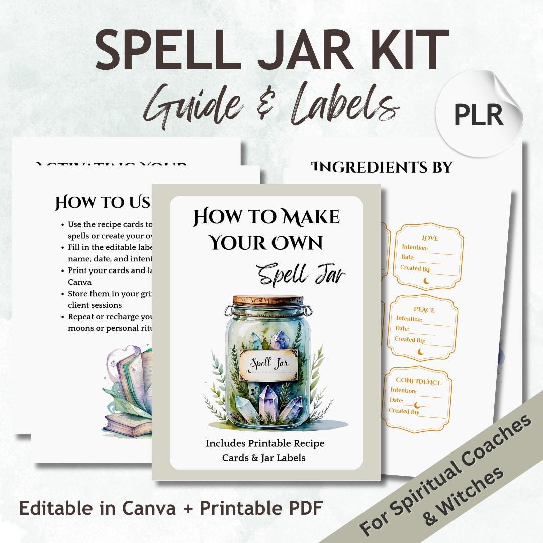 Spell Jar Kit PLR, How to Make a Spell Jar, Editable Recipe Cards ...