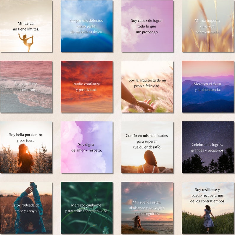 Spanish Affirmation Printable Cards for Women, Daily Self Care ...